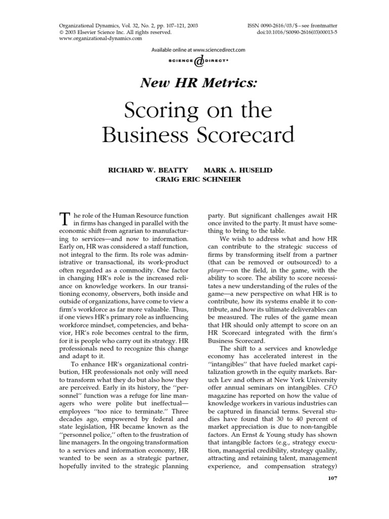 Measuring What Matters: Developing Metrics for Assessing Human Resource ...