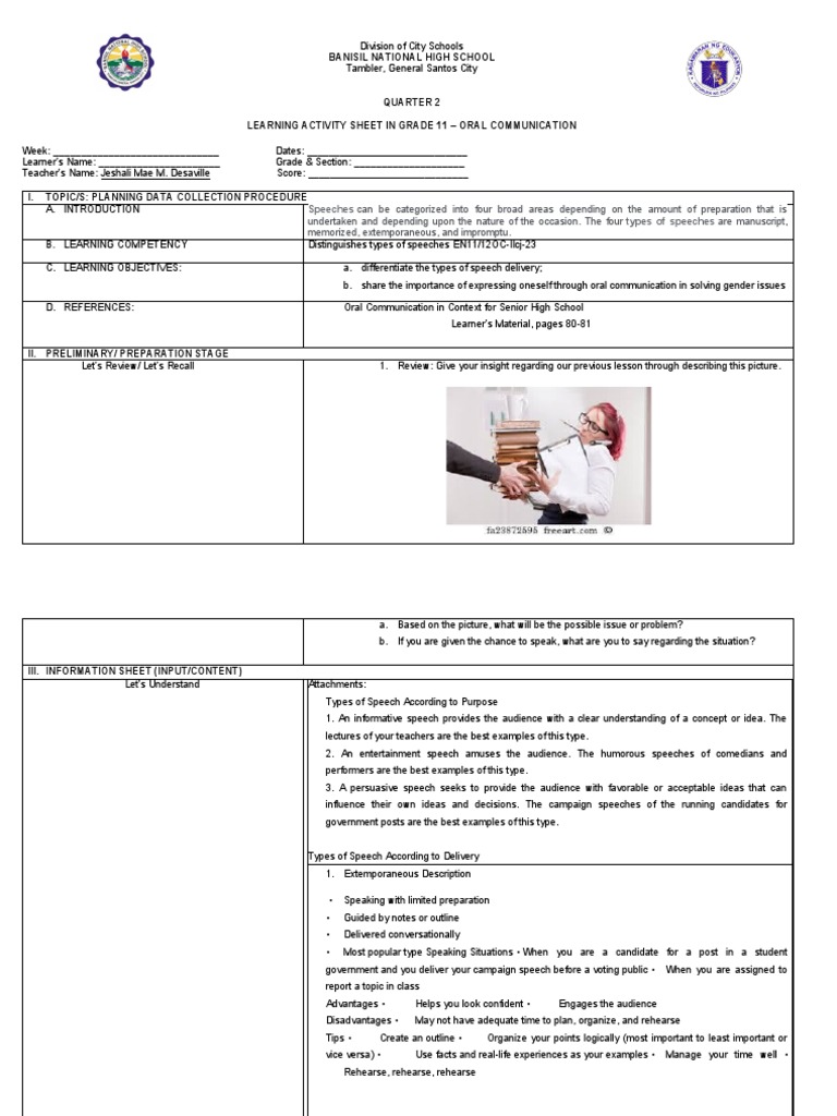 Grade 11 Oral Communication Activity | PDF | Gender | Gender Studies