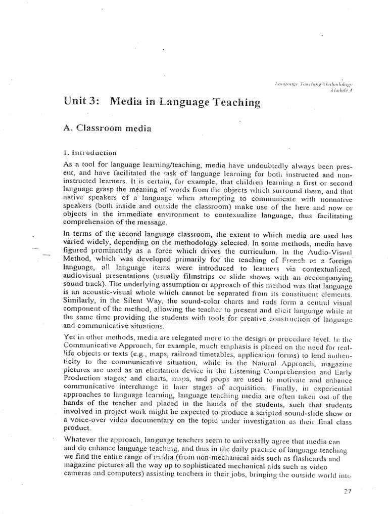 Media in Language Teaching | PDF | Human Communication | Cognition