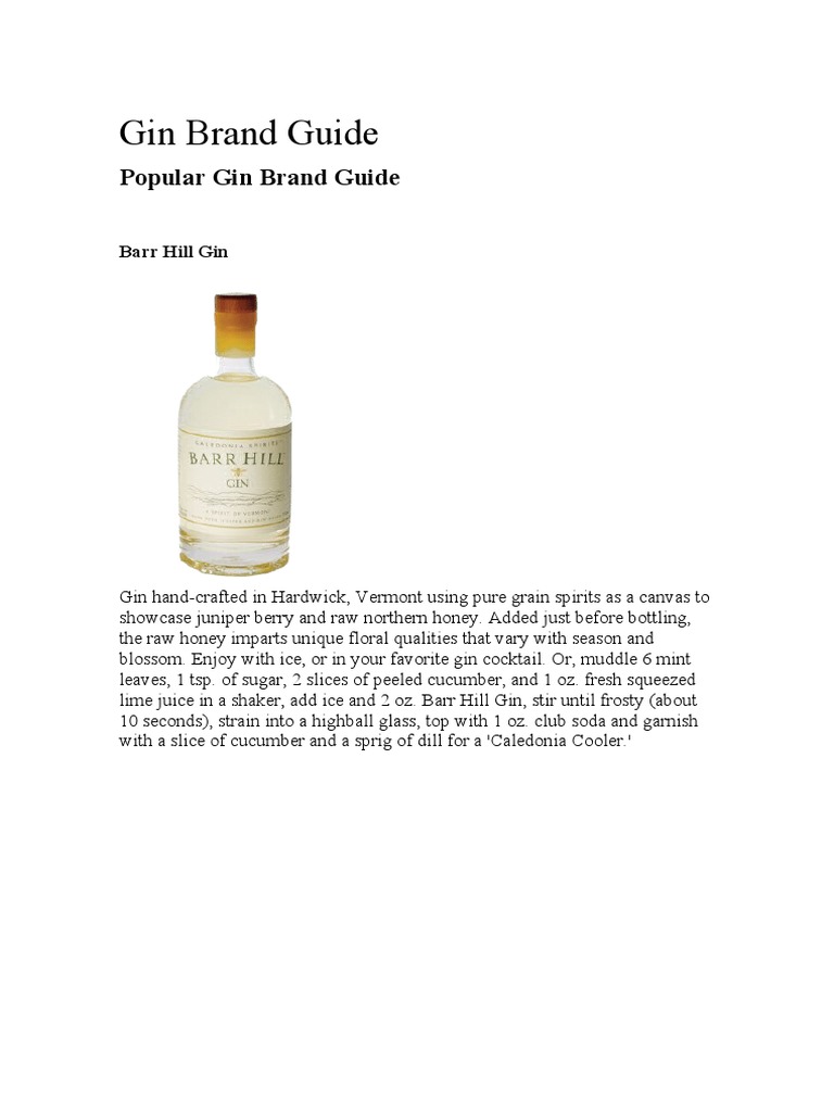Gin Brand Guide | PDF | Gin | Drink