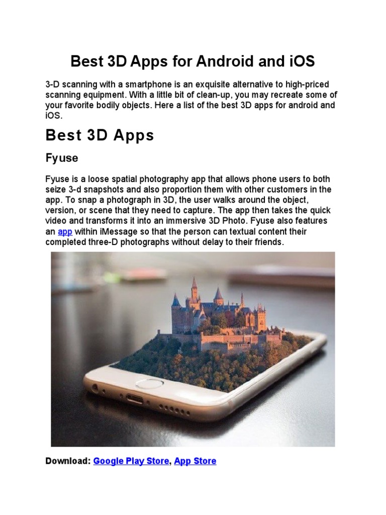 Top 3D Apps for Android and iOS | PDF | Mobile App | Ios