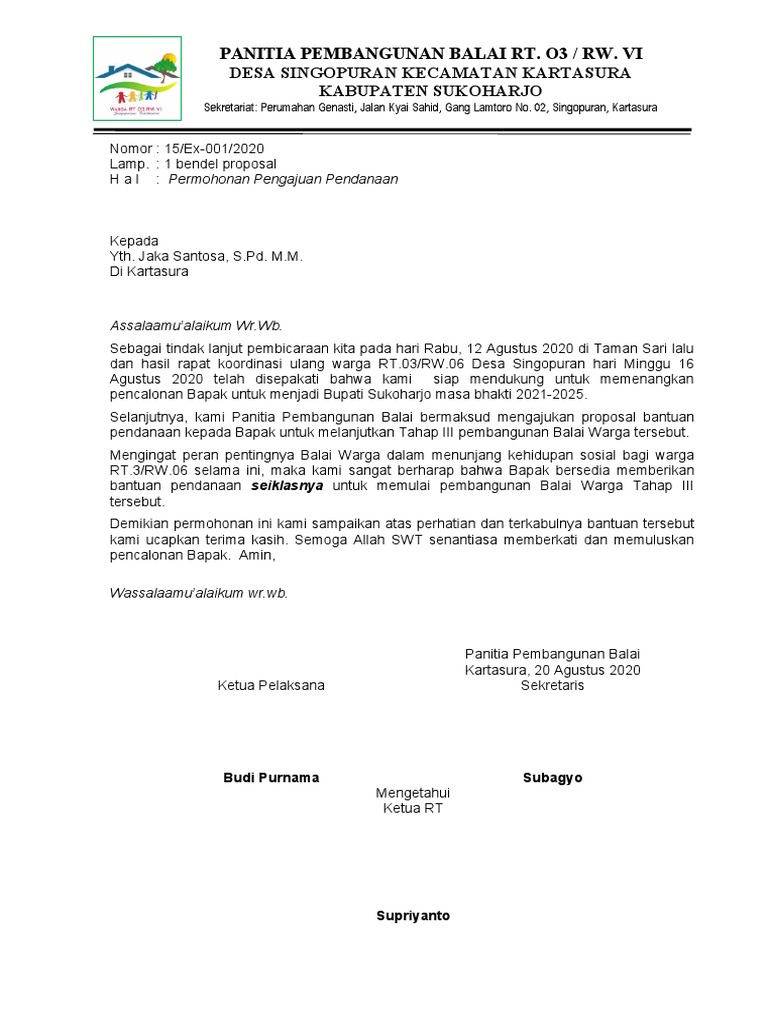 Surat Pengantar Donatur | PDF