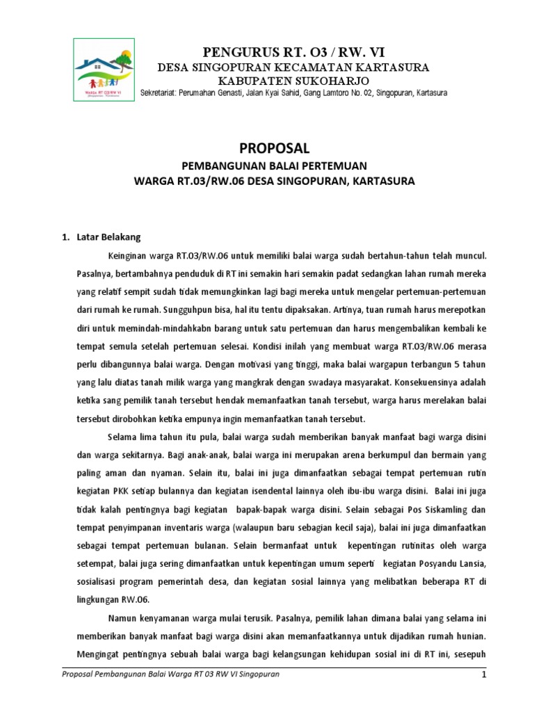 PROPOSAL Balai Desa | PDF