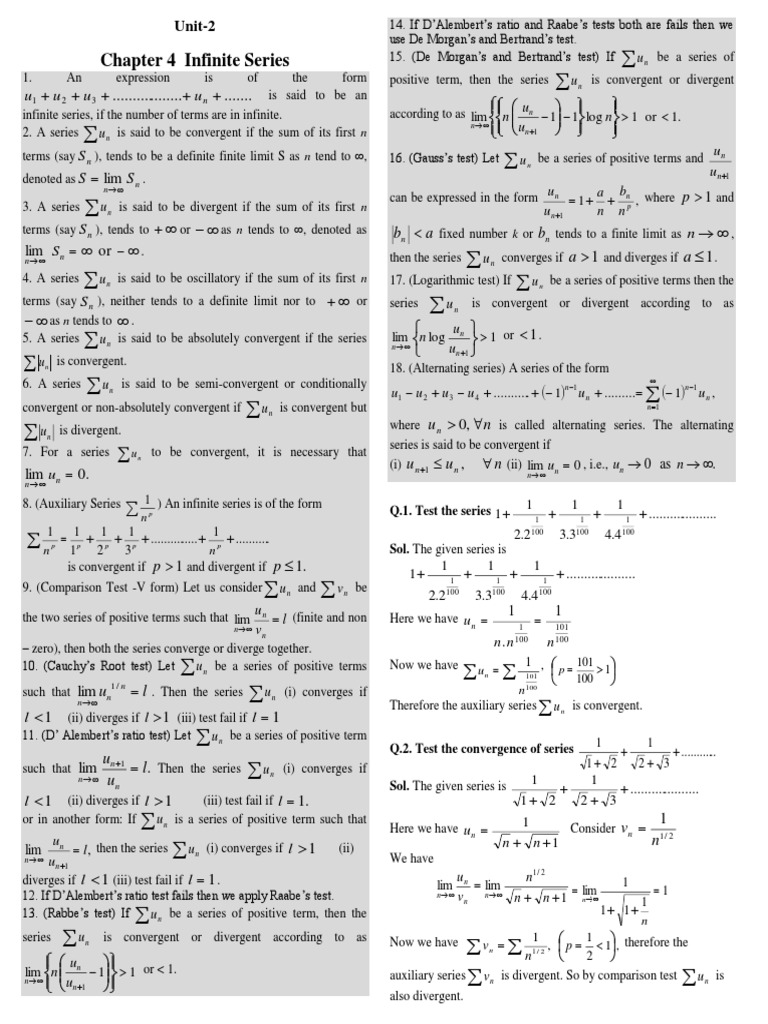 Understanding Infinite Series Convergence | PDF | Series (Mathematics ...