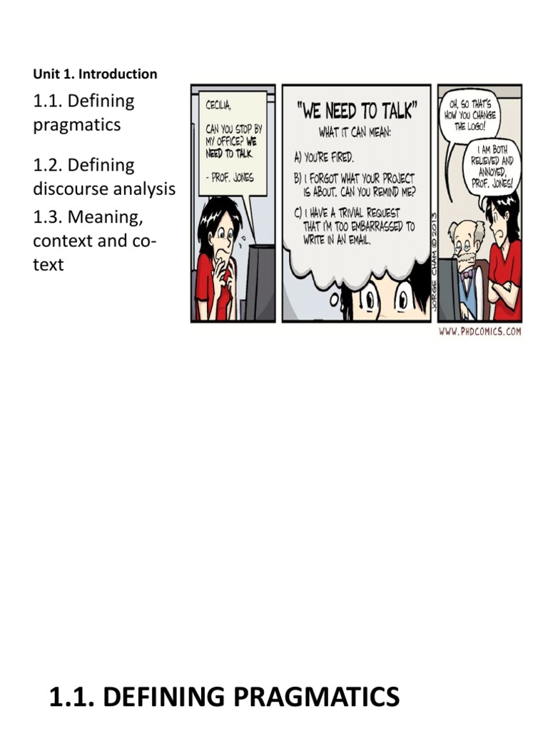 Unit 1 (Introduction To Pragmatics and Discourse) | PDF | Ambiguity | Context (Language Use)