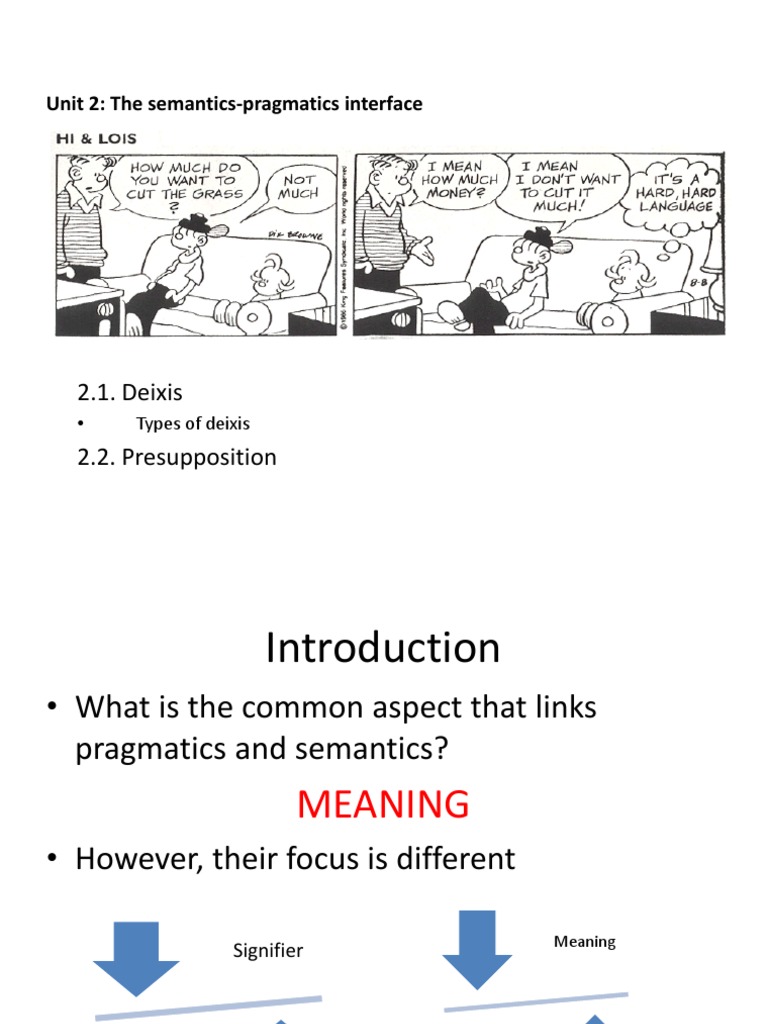 Unit 2 (Semantics and Pragmatics Interface) | PDF | Interpretation ...
