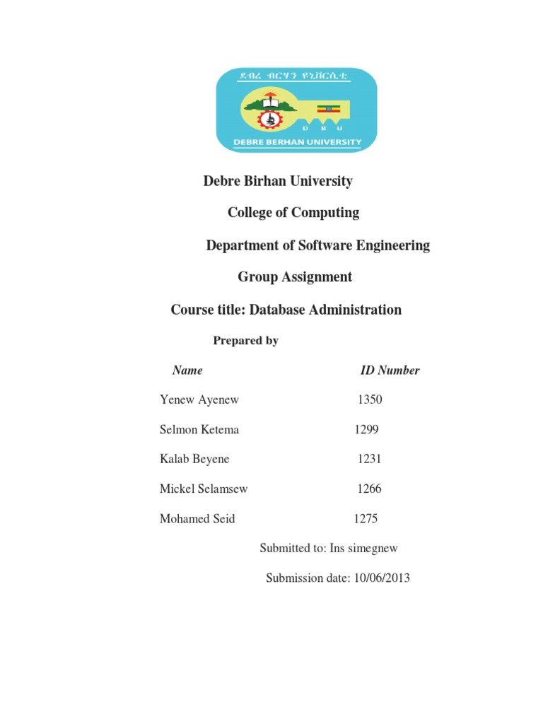 Group5 Assignment | PDF | Microsoft Sql Server | Data Management Software