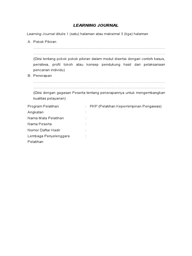 Format Learning Journal Pkp Pdf