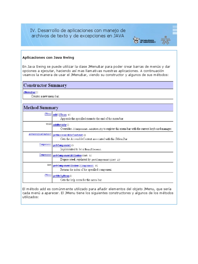 4 - Desa - Apli - Manejo - Archivos-Capitulo 3 - 02 Aplicaciones Java Swing | PDF | Java ...