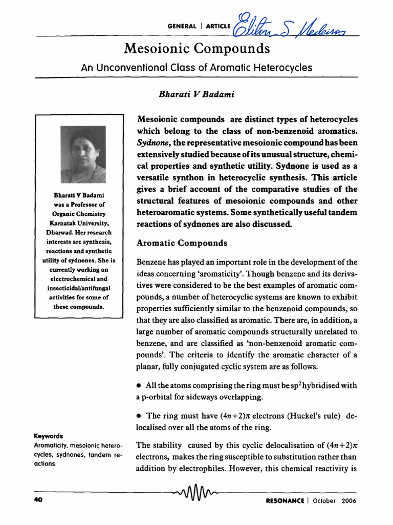 Mesoionic Compounds: An Unconventional Class of Aromatic Heterocycles ...