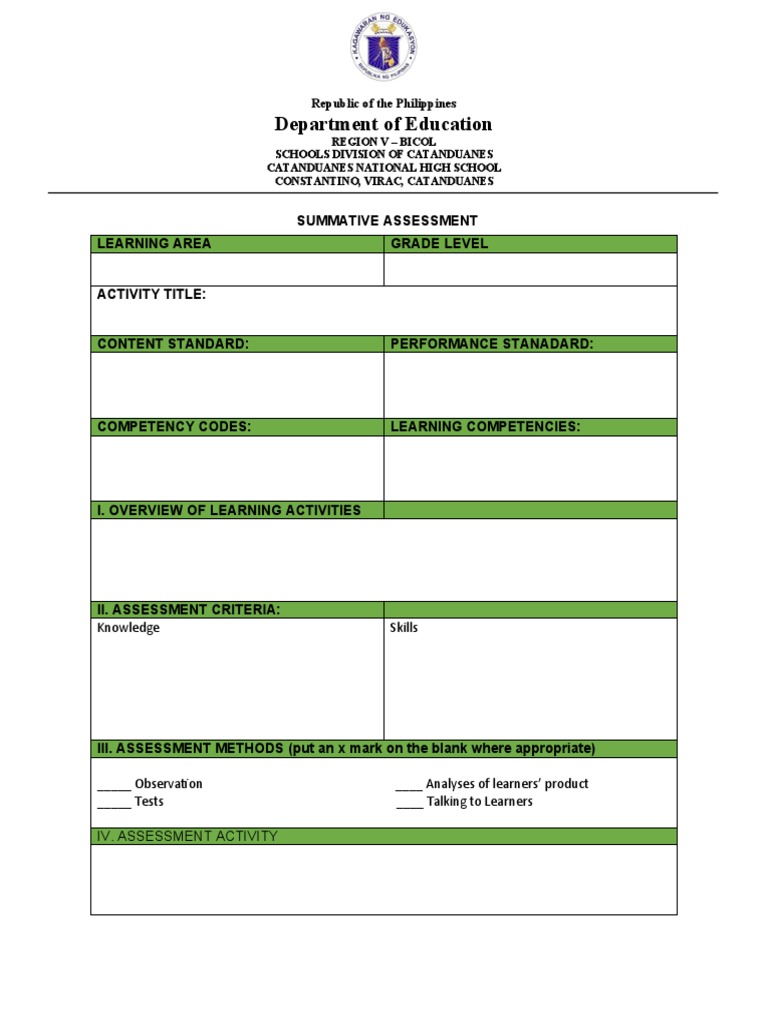 Department of Education: Republic of The Philippines | PDF
