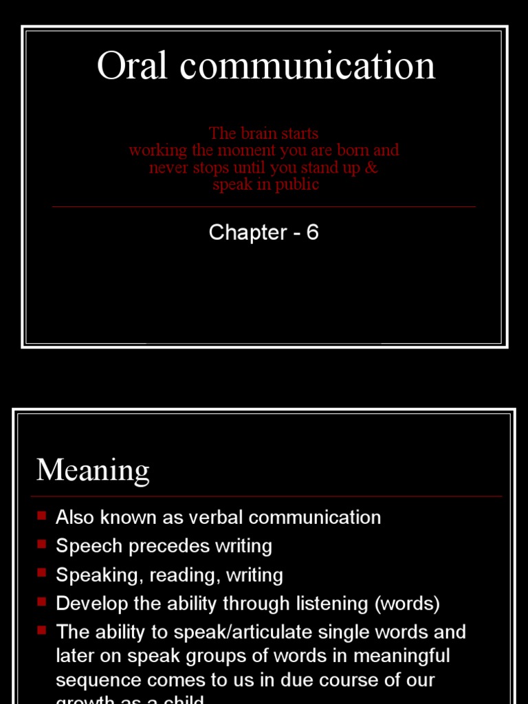Oral Communication: Chapter - 6 | PDF | Communication | Speech