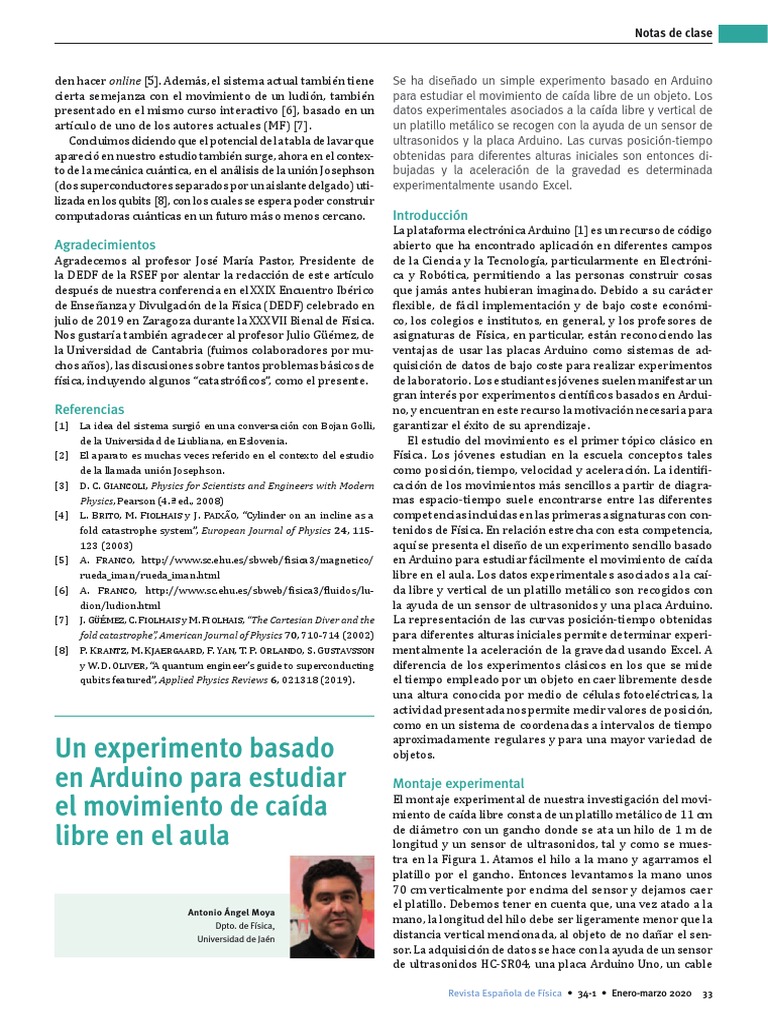 Arduino para Estudiar Caida Libre | PDF | Arduino | Experimentar