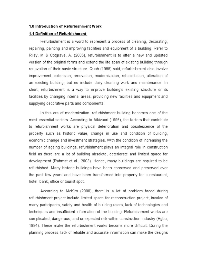 Introduction of Refurbishment Work | PDF | Efficient Energy Use ...