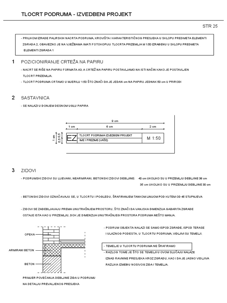 Skripta - IZVEDBENI PROJEKT PODRUMA | PDF