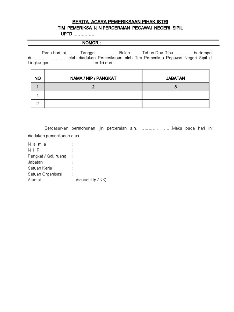 BAP Cerai Format | PDF