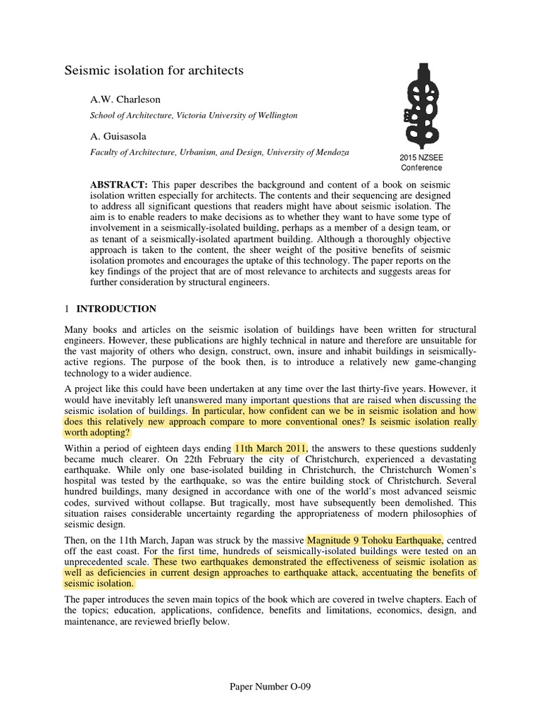 Seismic Isolation For Architects | PDF | Seismology | Earthquakes