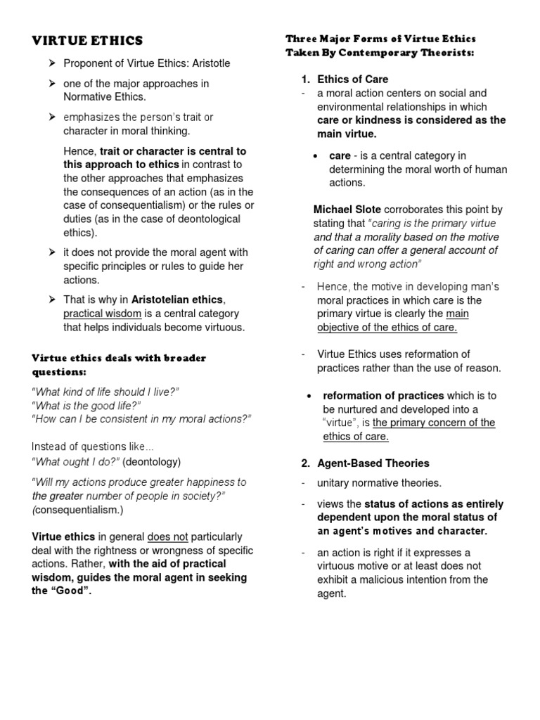 Ethical Schools of Thought | PDF | Virtue Ethics | Conscience