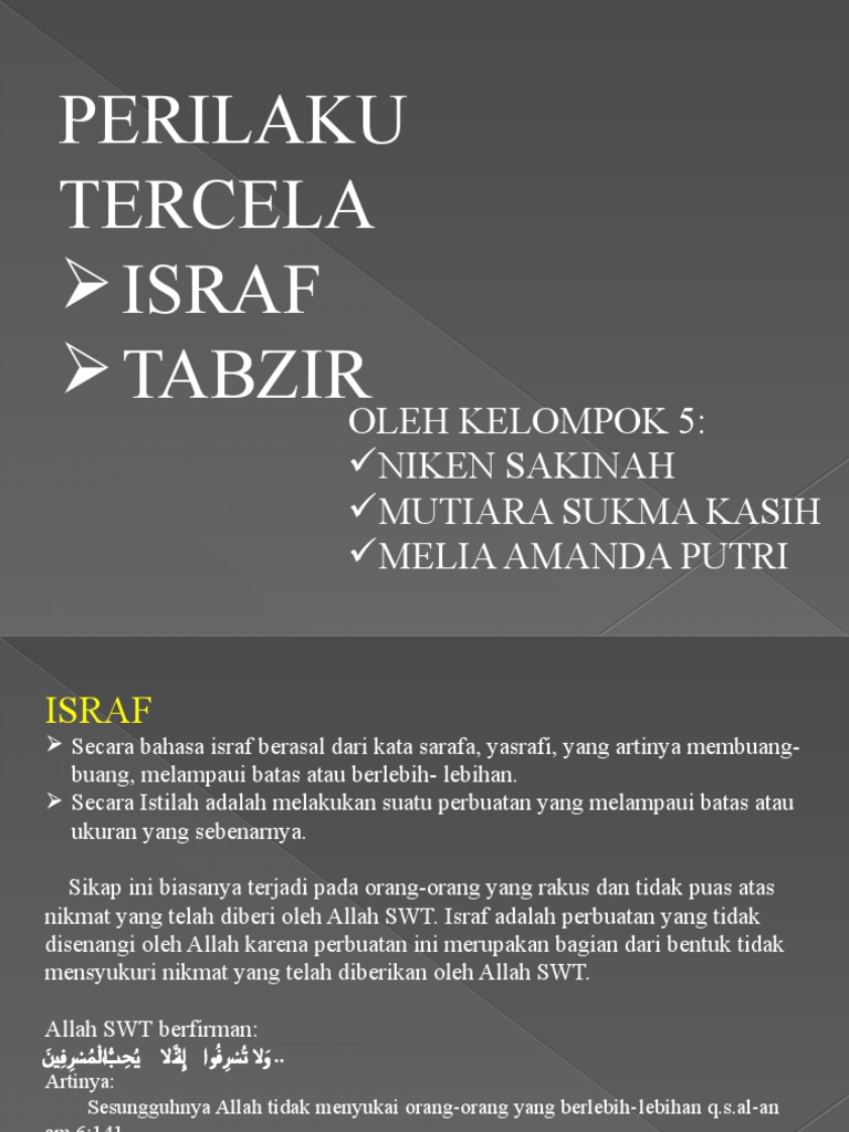 Israf Dan Tabzir Kelas XII SMA | PDF