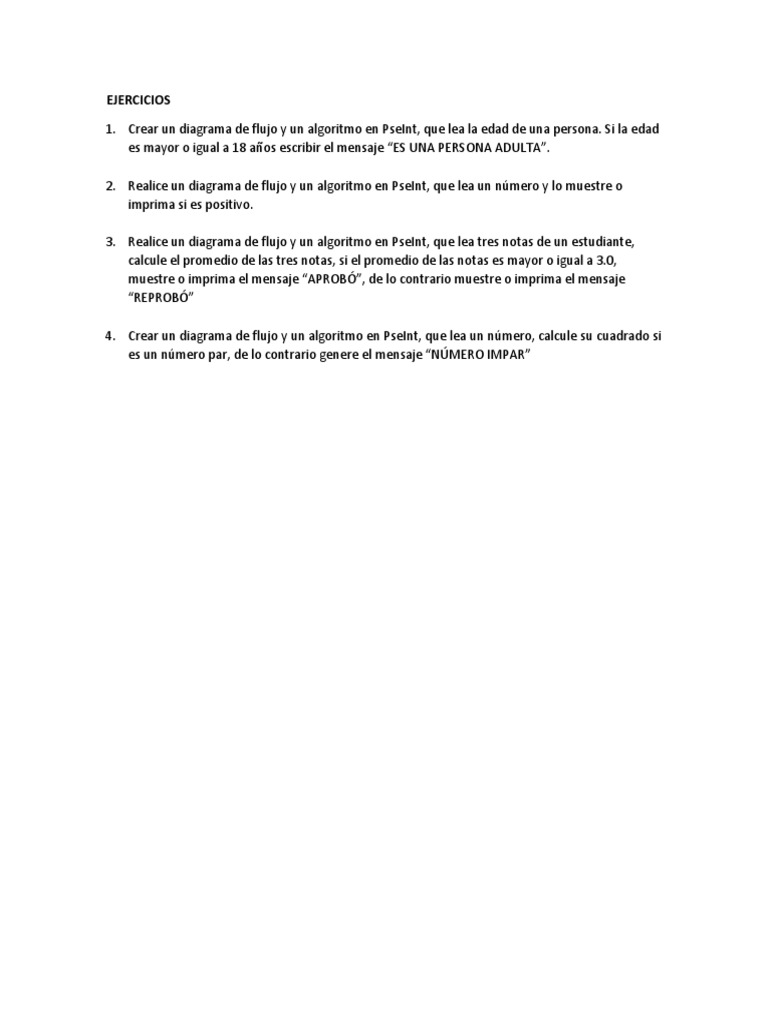 Ejercicios de La Estructura Condicional If en DFD y Pseint | PDF