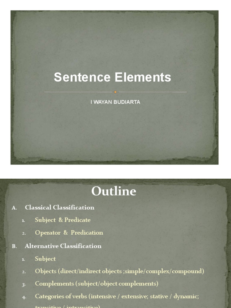 Sentence Elements | PDF | Verb | Subject (Grammar)