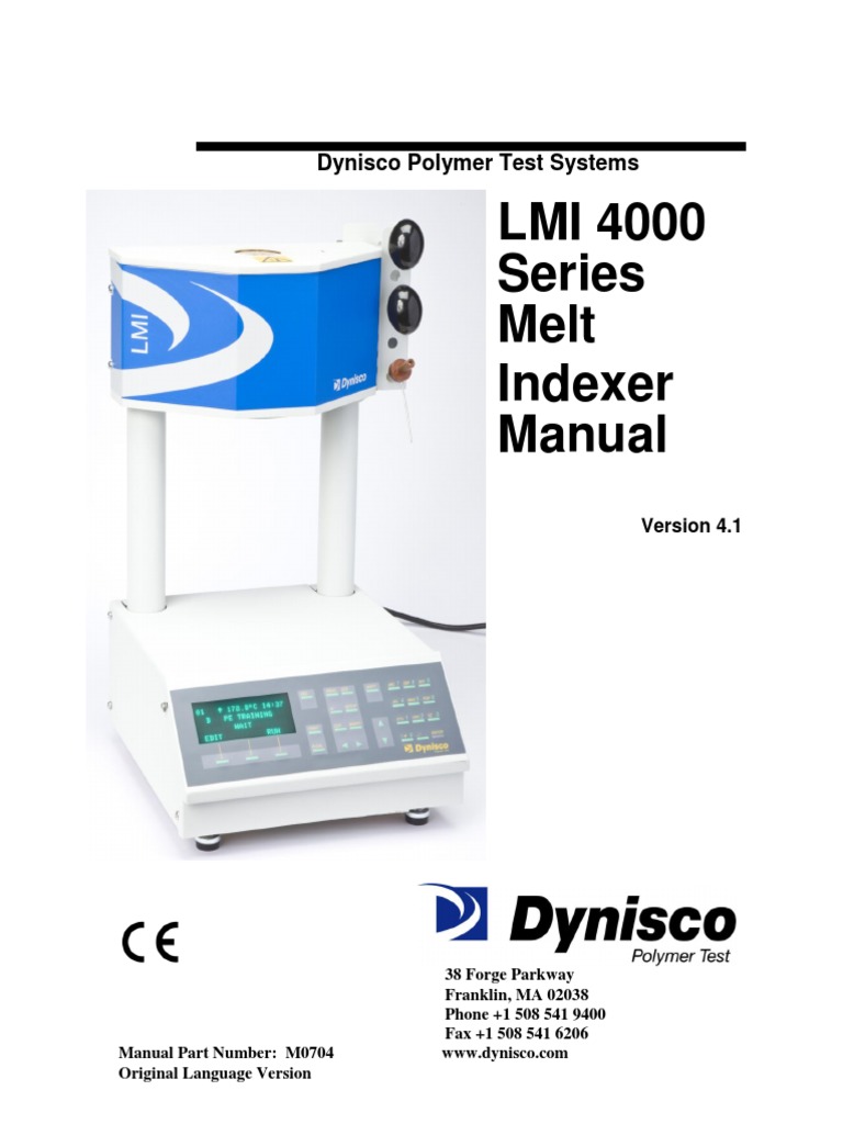 LMI 4000 Series Melt Indexer Manual: Dynisco Polymer Test Systems | PDF ...