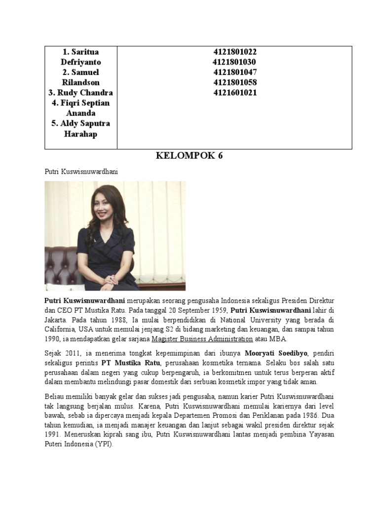 Kel 6 - Tugas Biografi Tokoh Pemimpin | PDF | Karier & Perkembangan