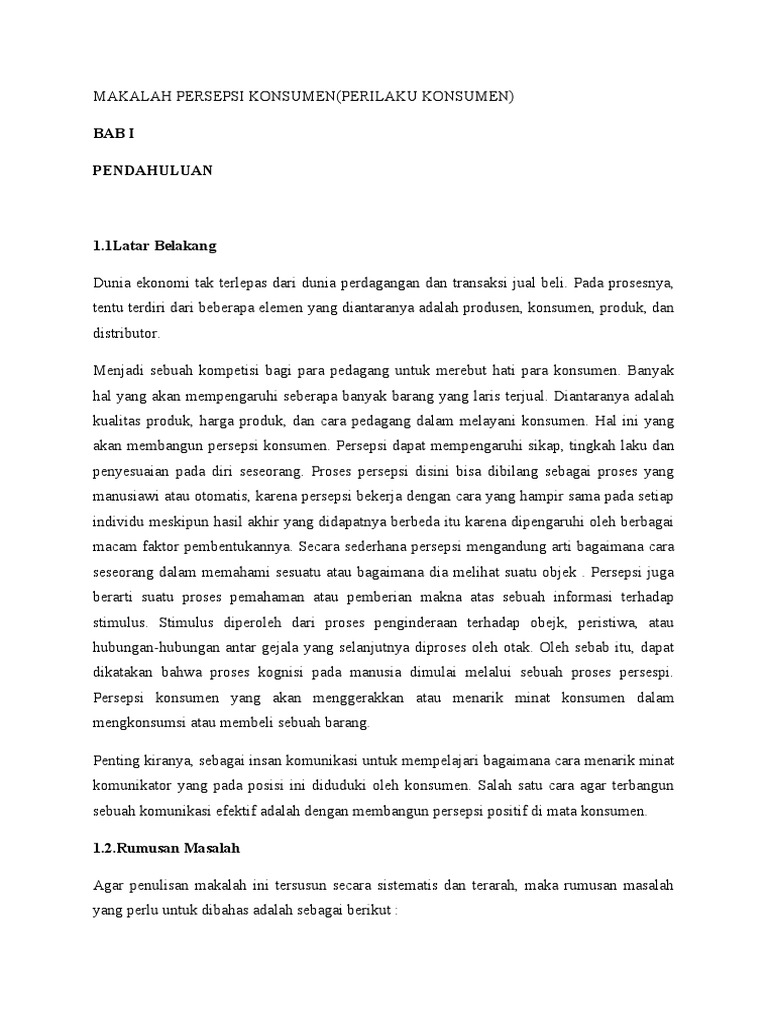 Makalah Persepsi Konsumen | PDF