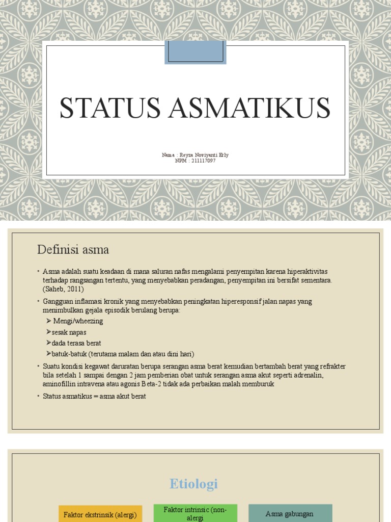 Pemahaman Status Asmatikus dan Penanganan | PDF