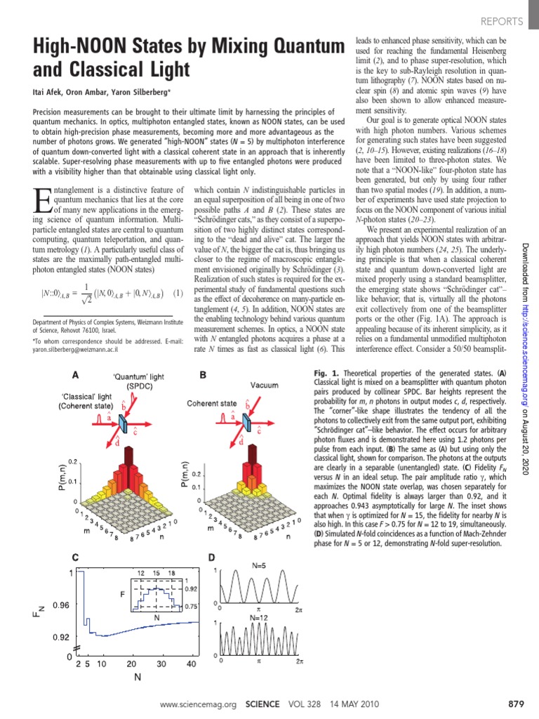 High-NOON States by Mixing Quantum and Classical Light | PDF | Quantum ...