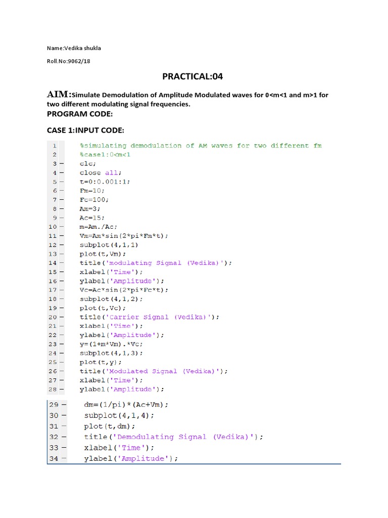 Demodulation of AM Waves Simulation | PDF