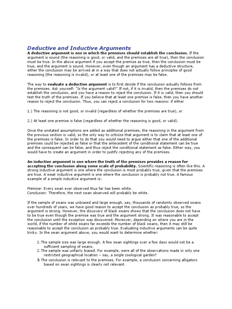 Deductive and Inductive Arguments | PDF | Deductive Reasoning | Argument