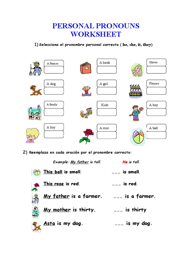 Personal Pronouns Worksheet for Kids | PDF | Language Arts & Discipline ...