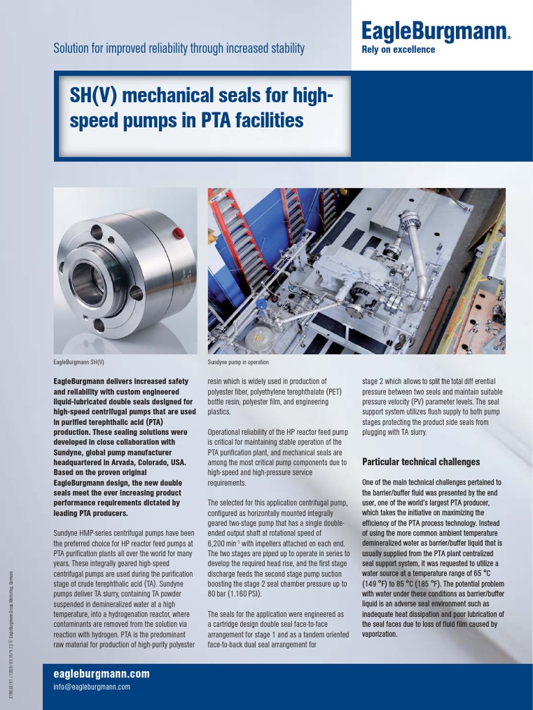 EagleBurgmann - E16032 - E2 - PDF - SHV For Sundyne Pumps in PTA ...