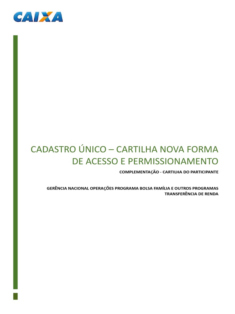 Cartilha Cadastro Unico - Nova Forma de Acesso e Permissionamento | PDF ...
