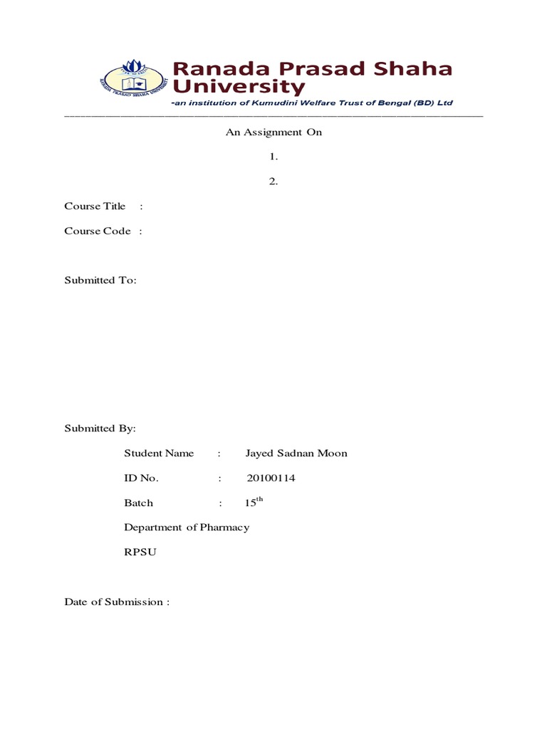 Assignment Cover Page PDF | PDF