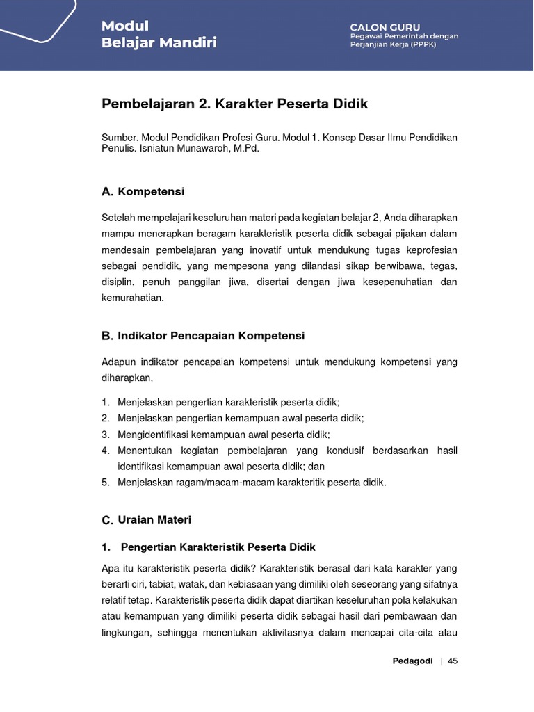 Modul Bahan Belajar - Pedagogi - 2021 - P2 | PDF