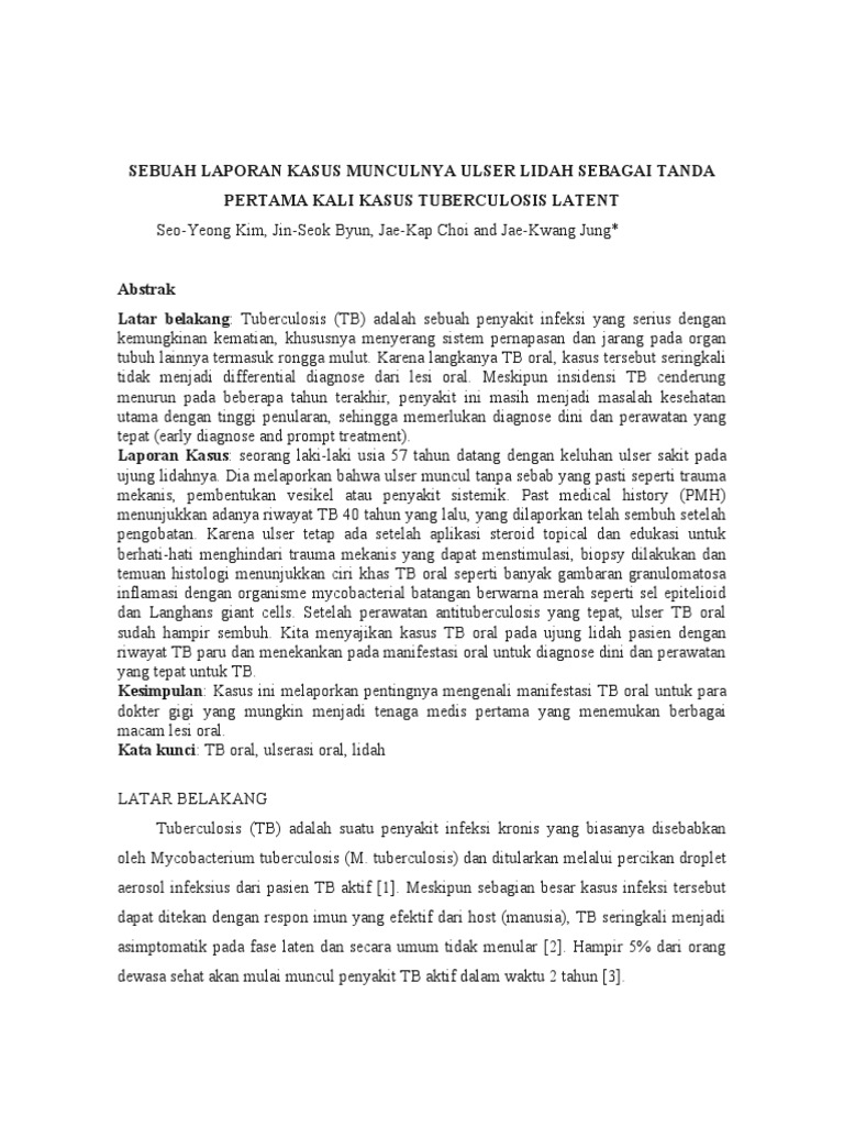 Ulser Lidah: Tanda Awal Tuberkulosis | PDF