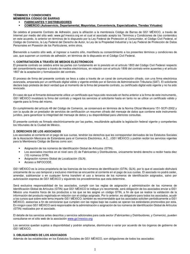 Código de Barras Terminos y Condiciones | PDF | Privacidad de la ...