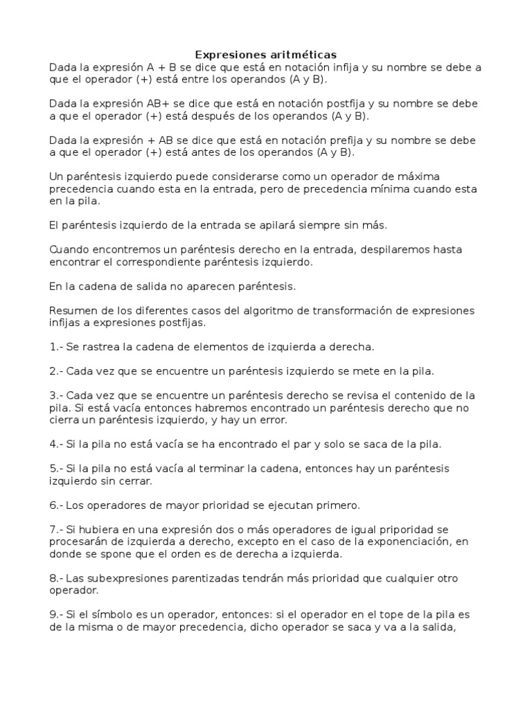 Clase 1 - Infijo, Prefijo, Postfijo | PDF