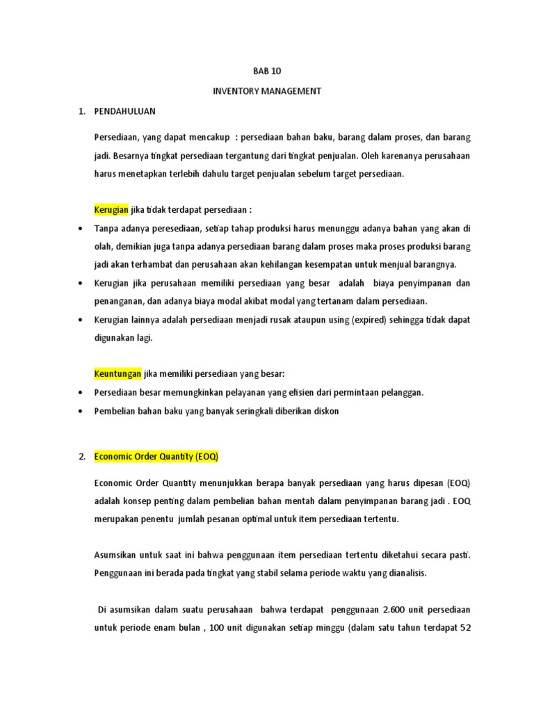 Manajemen Persediaan dan EOQ | PDF