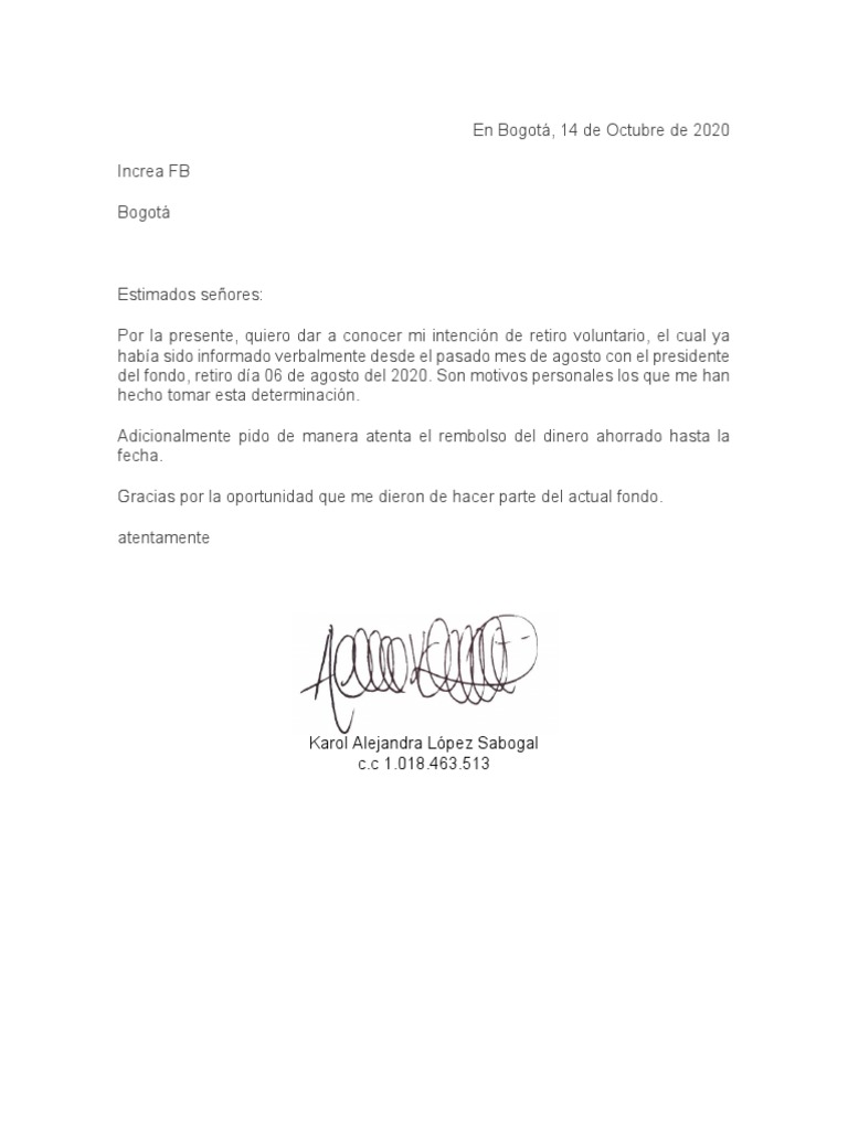 Carta de Retiro | PDF