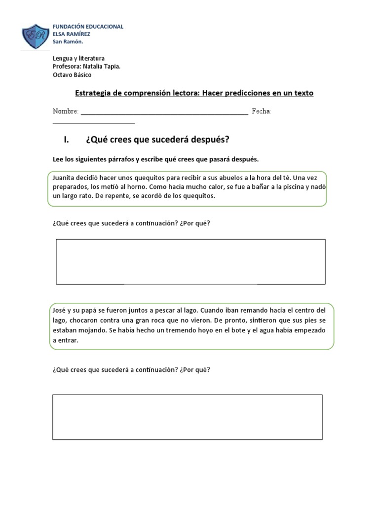 Ejercicios de Predicciones para Niños | PDF | Esmerejón