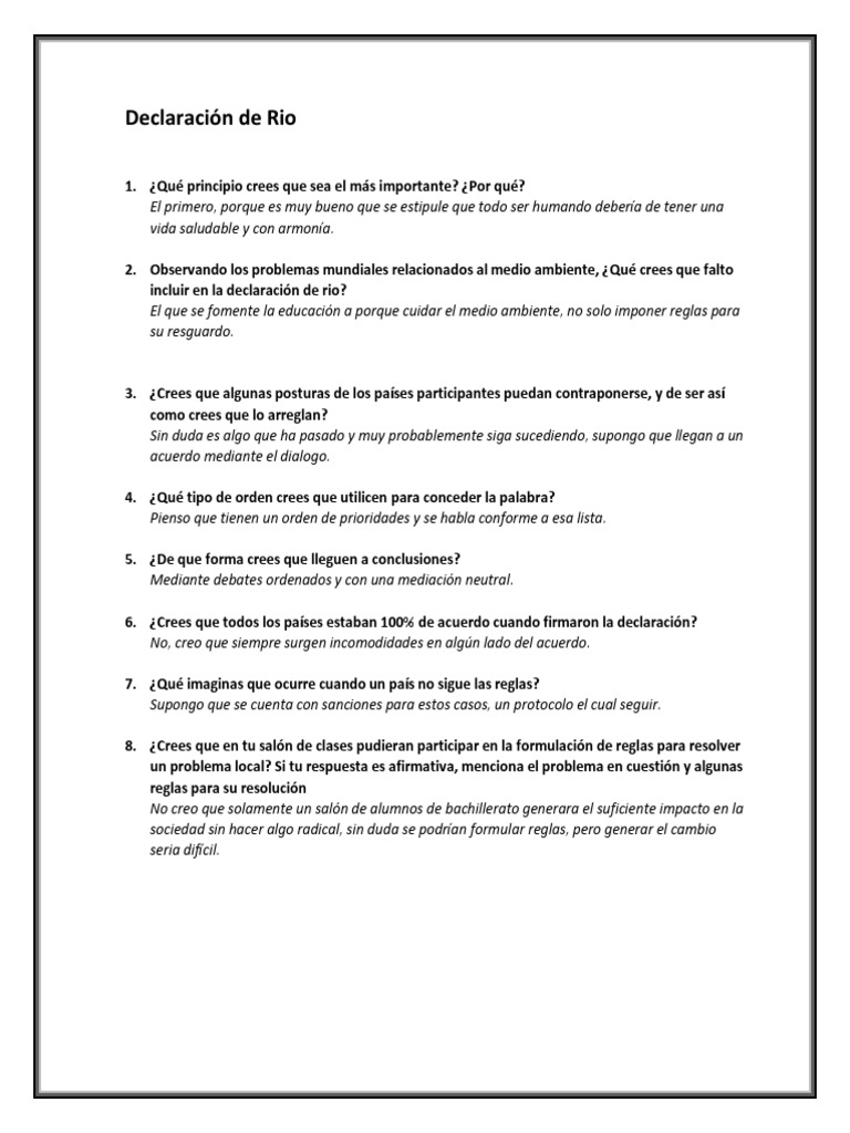 Declaración de Río | PDF