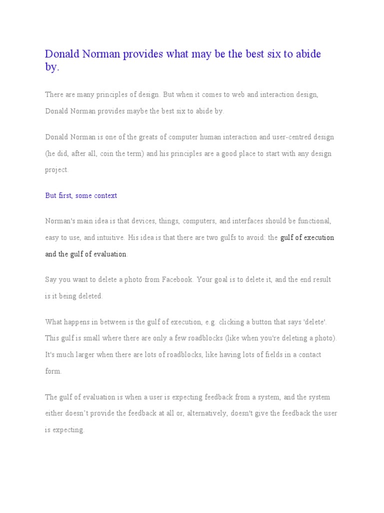 Donald Norman Design Principles | PDF | Websites | World Wide Web