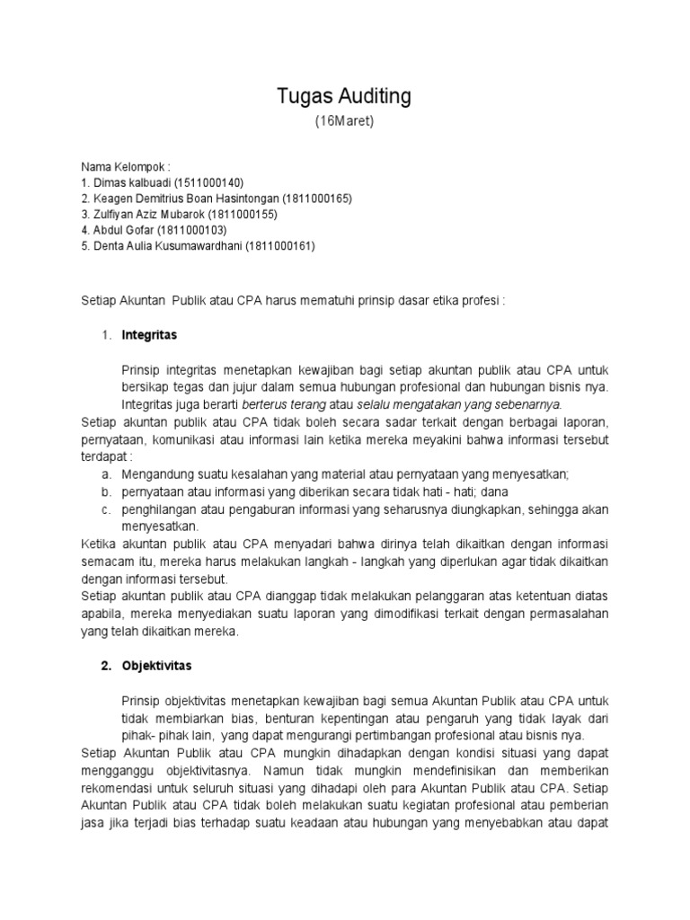Prinsip Etika Akuntan Publik CPA | PDF