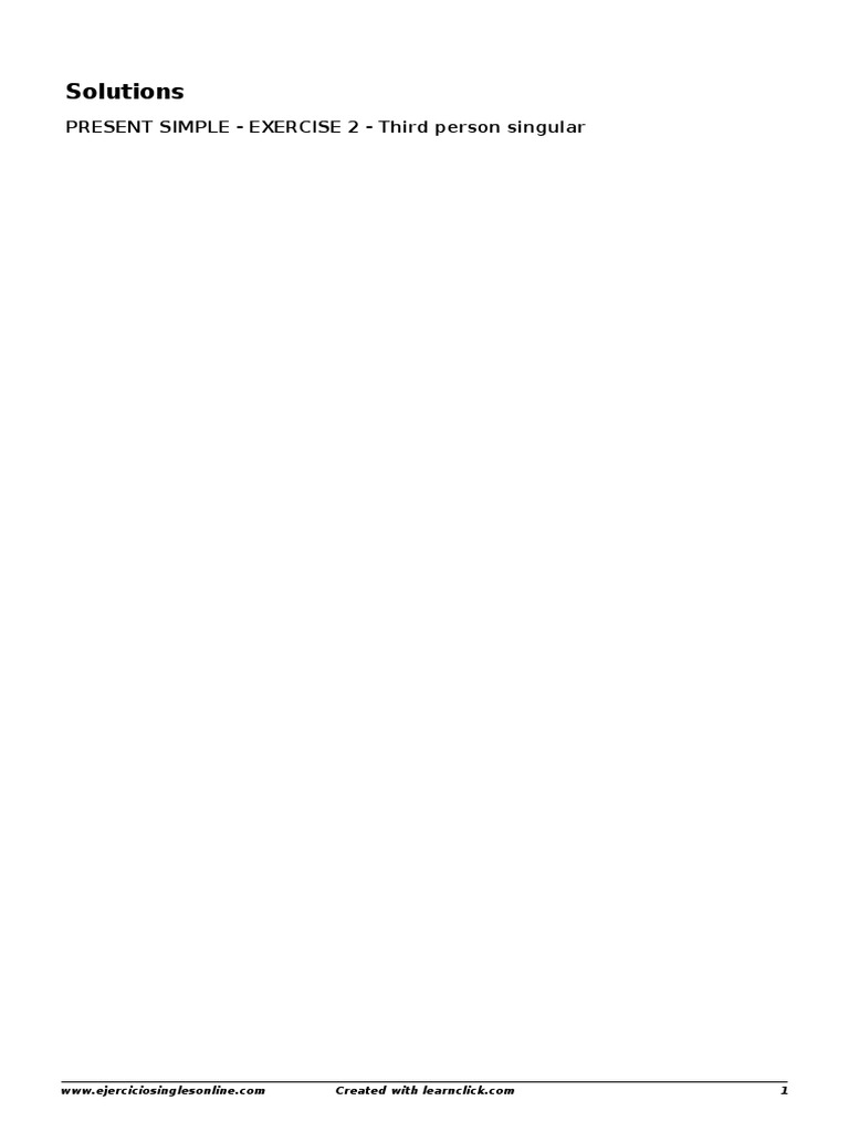 Presente Simple - Ejercicio 2 (1) - Soluciones | PDF