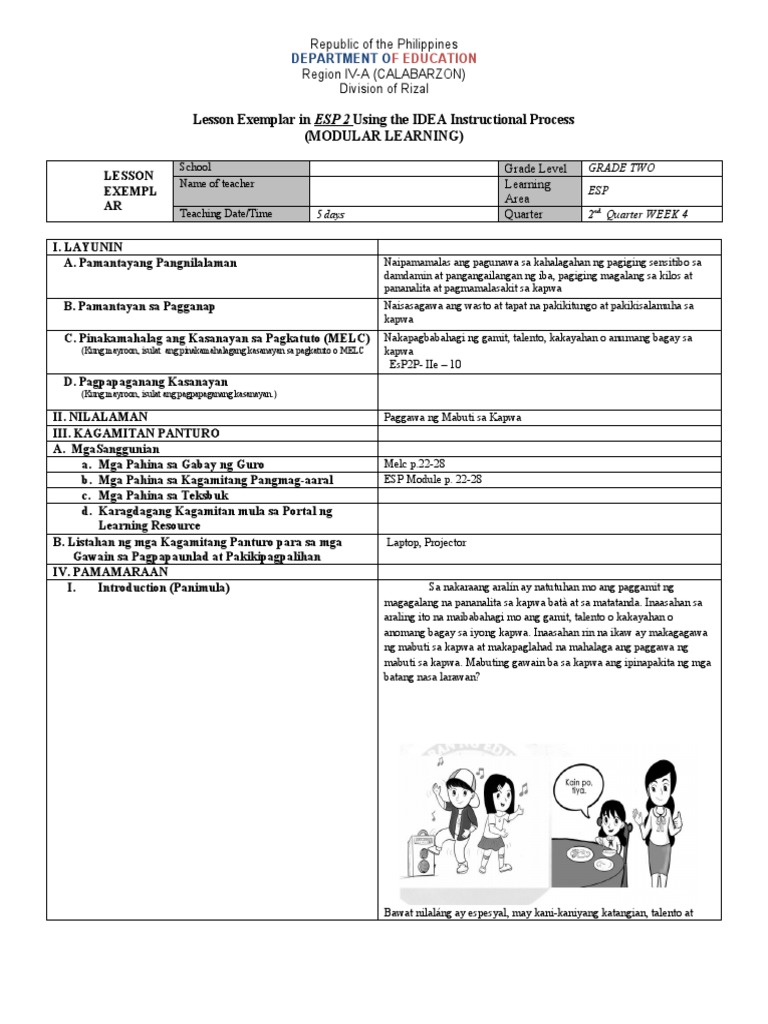 Esp2 q2 Wk4 Lesson Exemplar (Pivot 4 A) | PDF