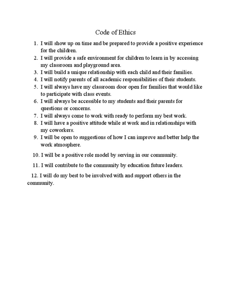 Personal Code of Ethics | PDF