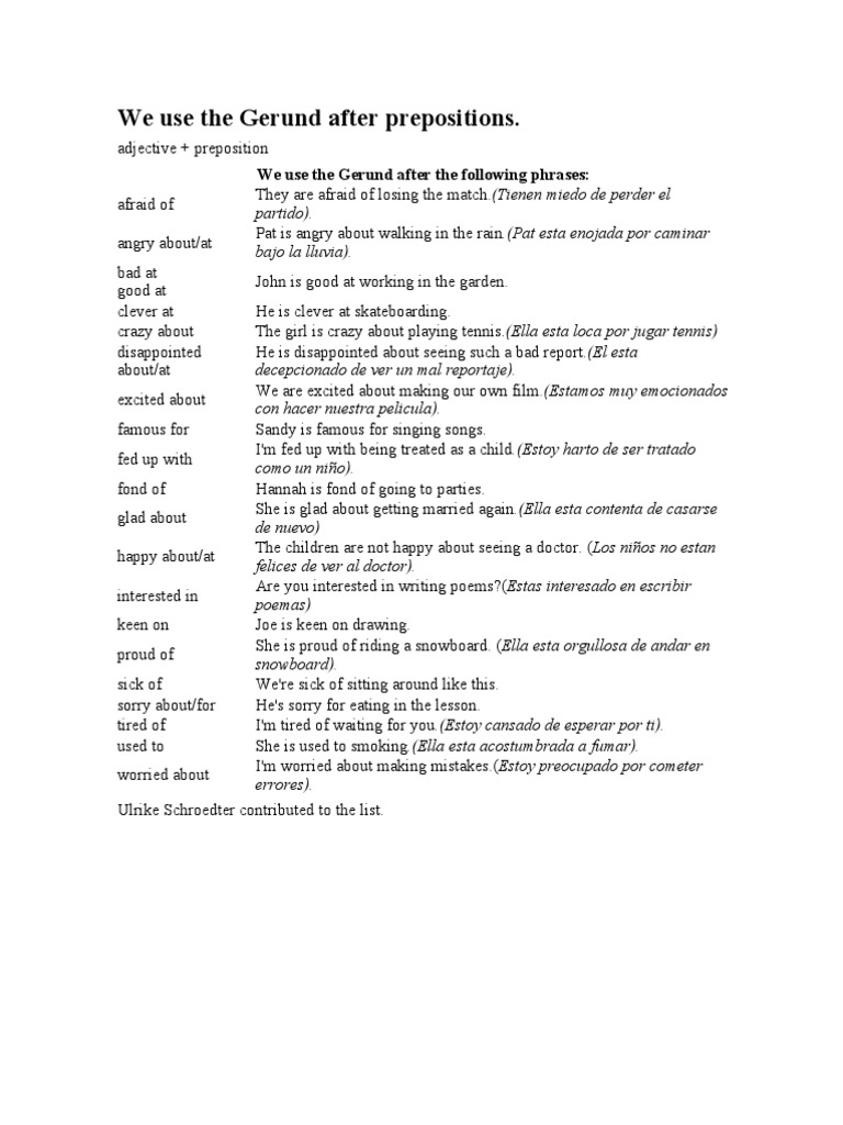 We use the Gerund after prepositions | Syntax | Grammar